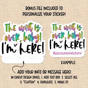 The Wait is Over Sticker PNG, I'm Here Small Business Happy Mail Labels ...