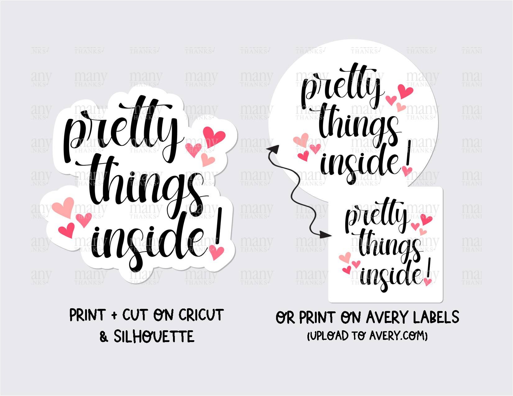 Pretty Things Inside Sticker PNG Small Business Shop Labels | Etsy