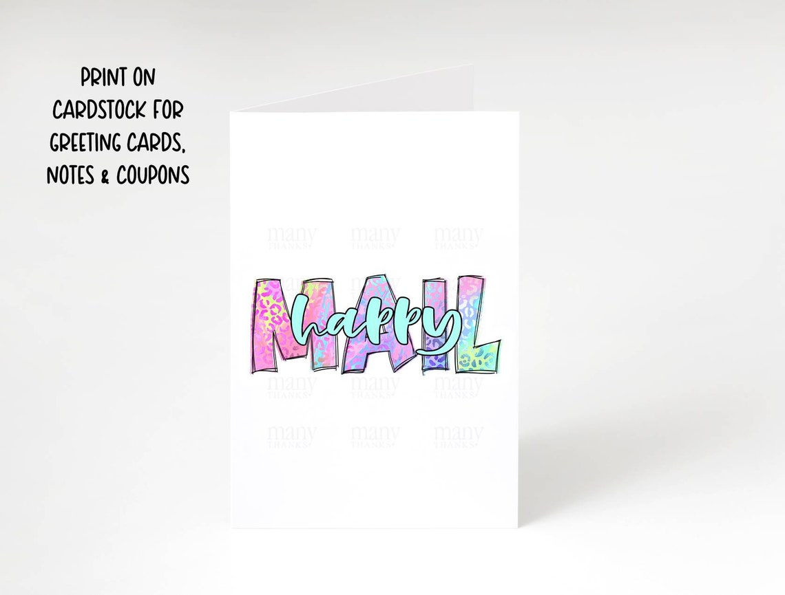 Happy Mail Sticker Download Leopard Print Turquoise Small - Etsy