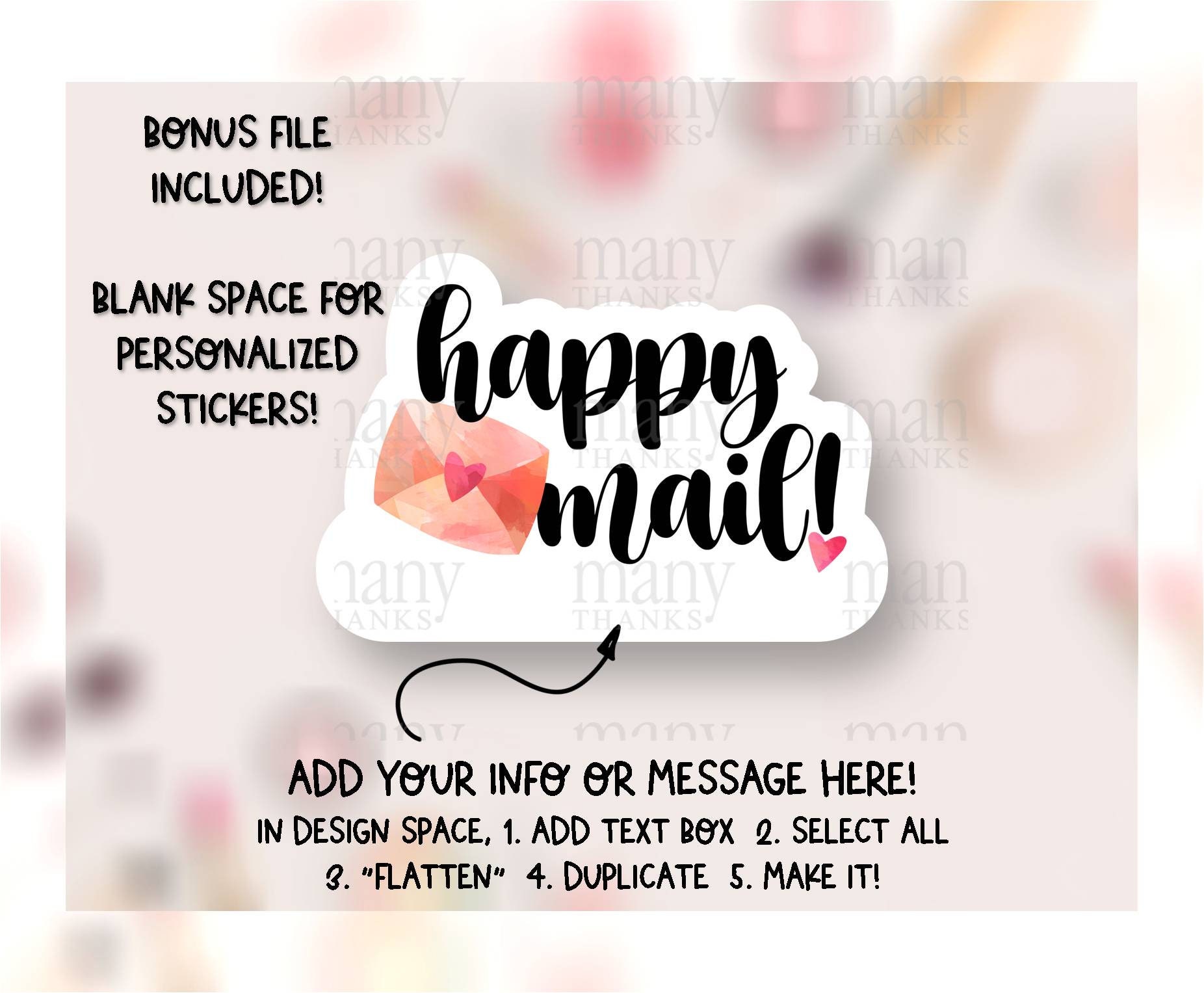 Happy Mail Sticker PNG Hearts Envelope Small Business Labels - Etsy