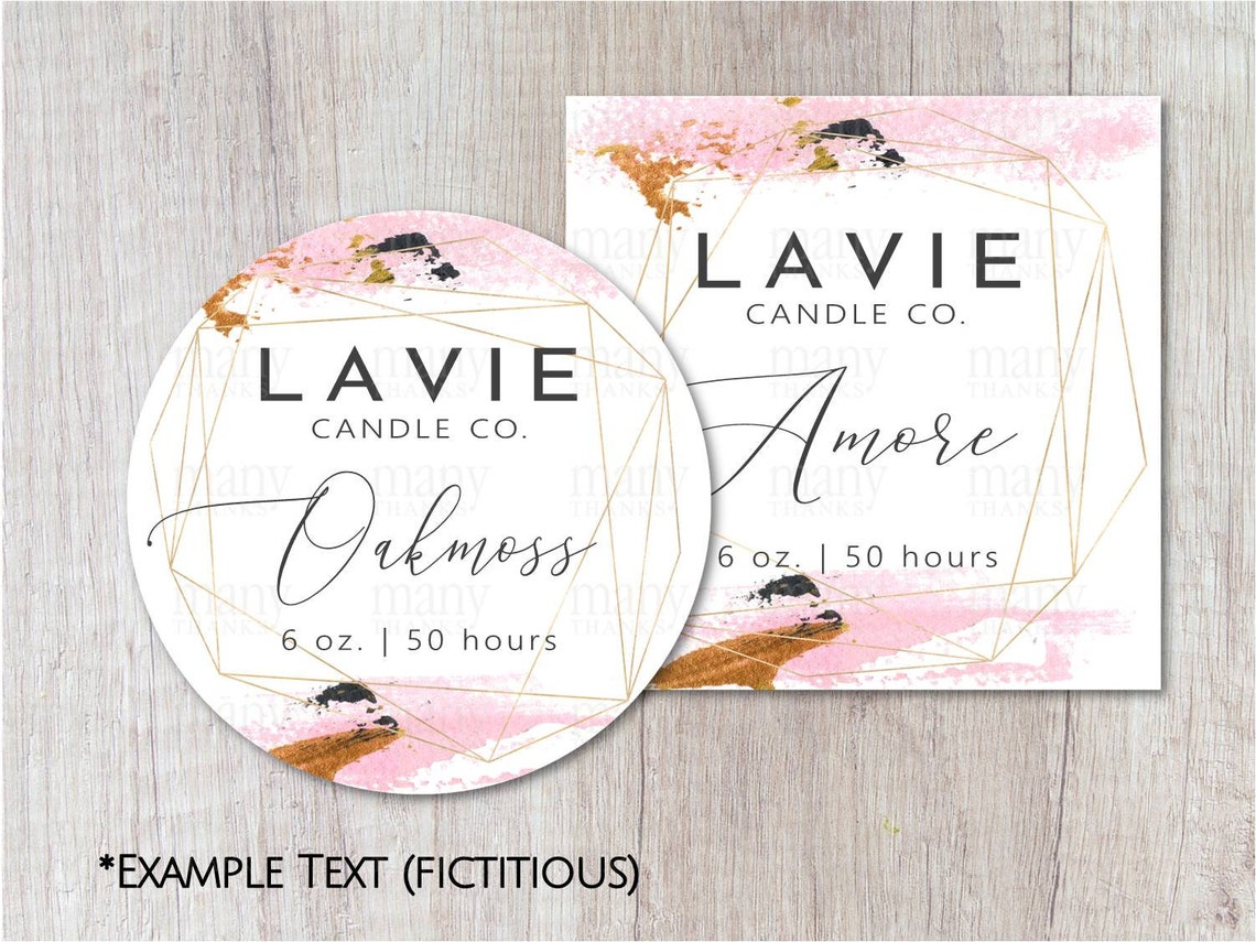 Blank Labels Note Cards Pink Gold Geometric Frame PNG | Etsy