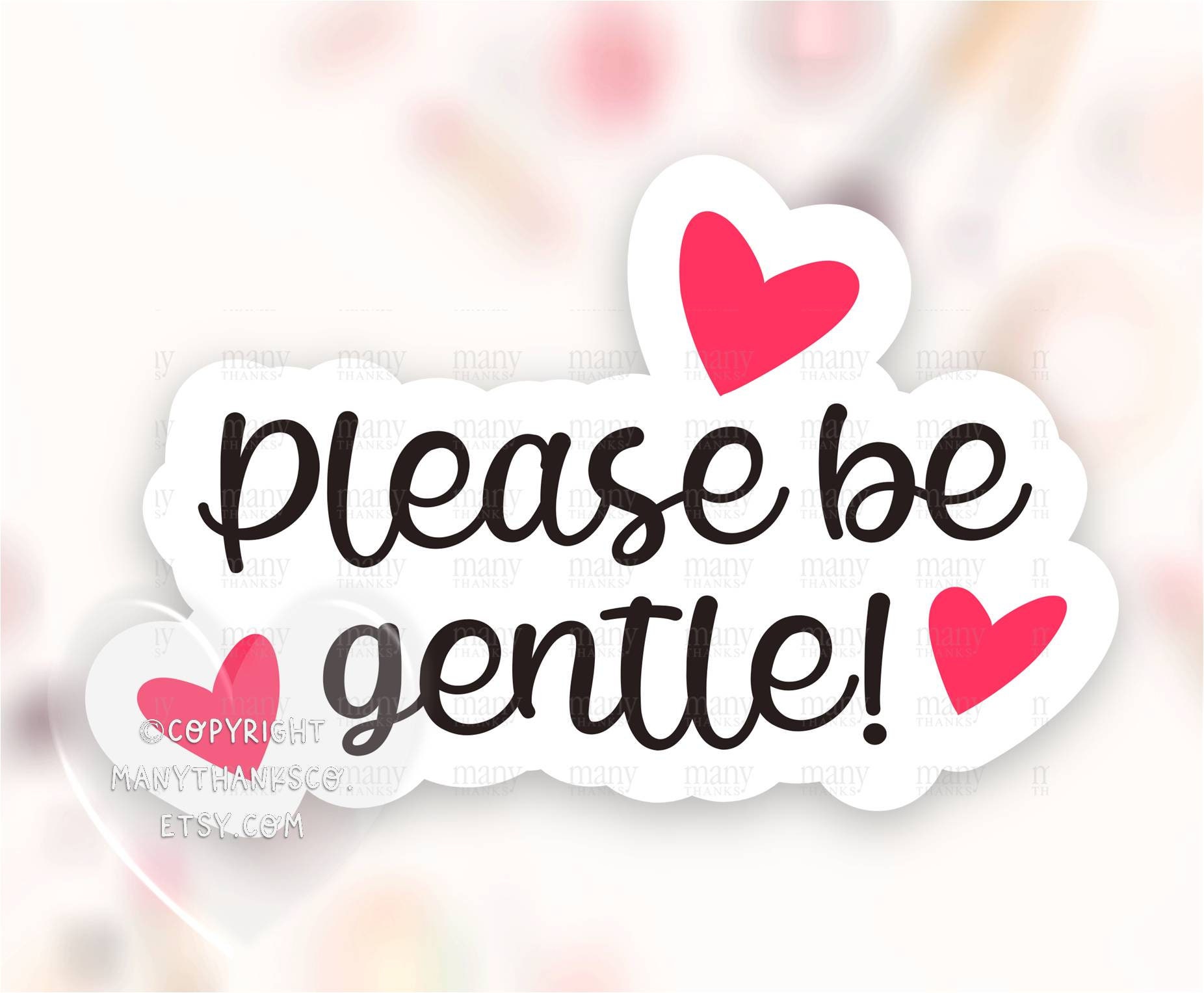 Please Be Gentle Sticker PNG Hearts Do Not Bend Envelope | Etsy