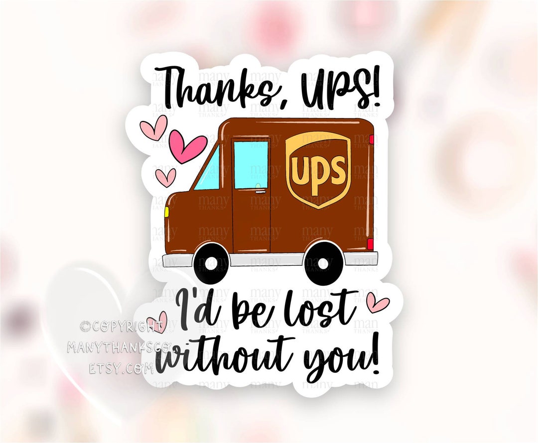 Thanks UPS Sticker PNG, Cute Truck Small Business Happy Mail Label ...