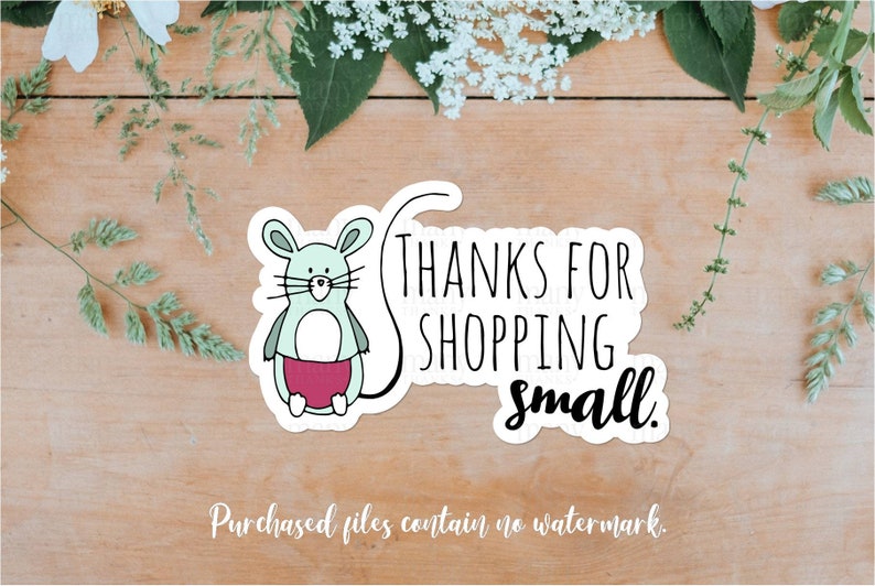 Thanks for Shopping Small Sticker PNG Image Mouse in Apron - Etsy