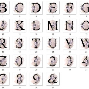 Floral Alphabet + Numbers Clipart, Lilac Mauve Purple Flower Monogram ...