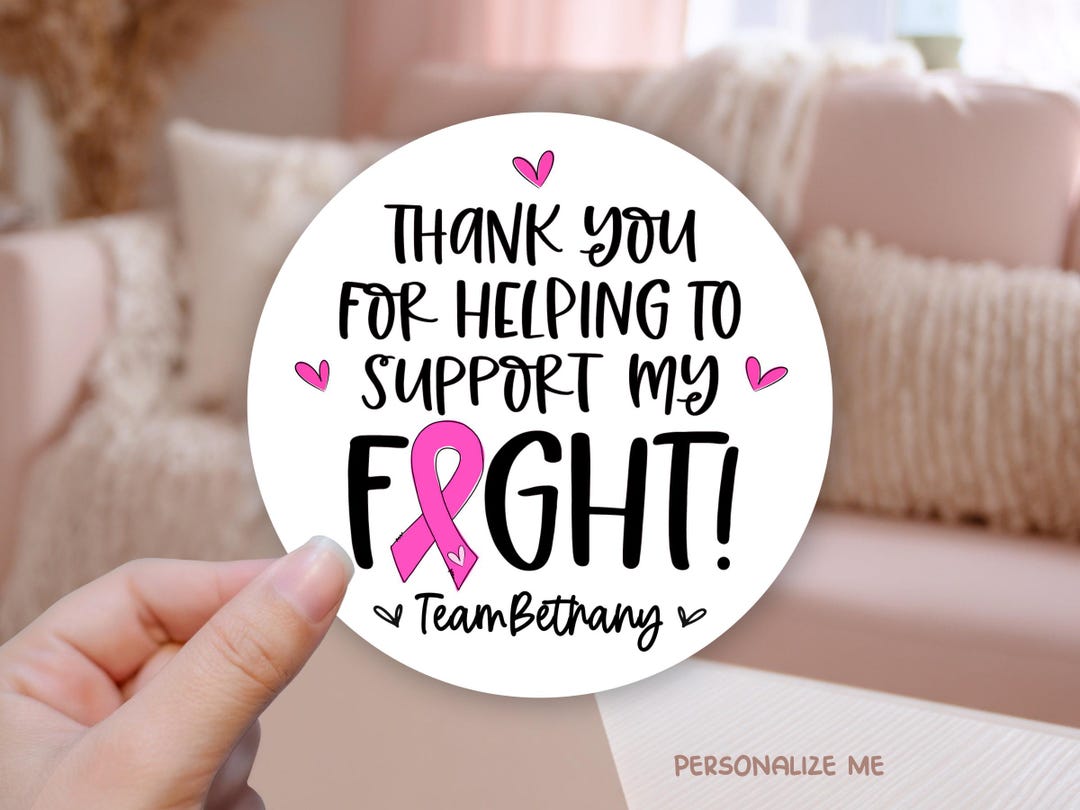 Avery PDF Personalized Breast Cancer Thank You Stickers, Custom Pink ...