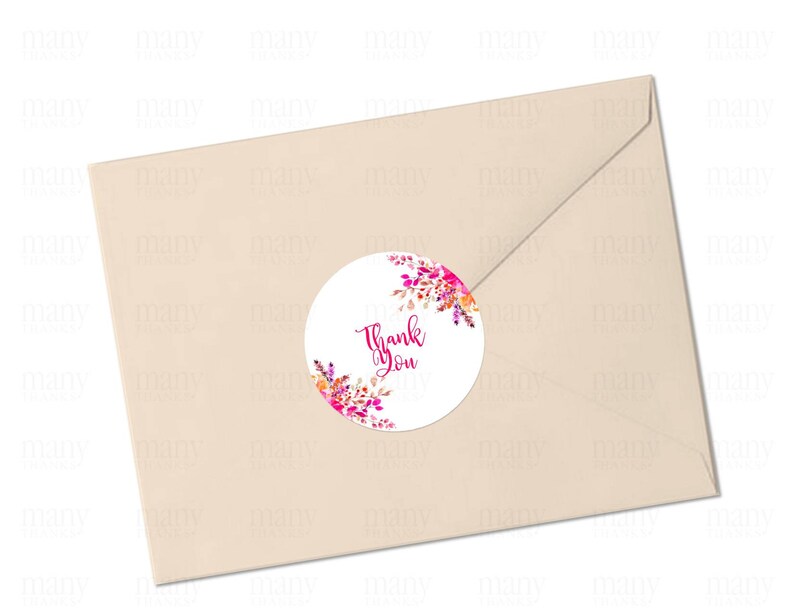 Blank Labels Festive Pink Florals for DIY Round Thank You - Etsy