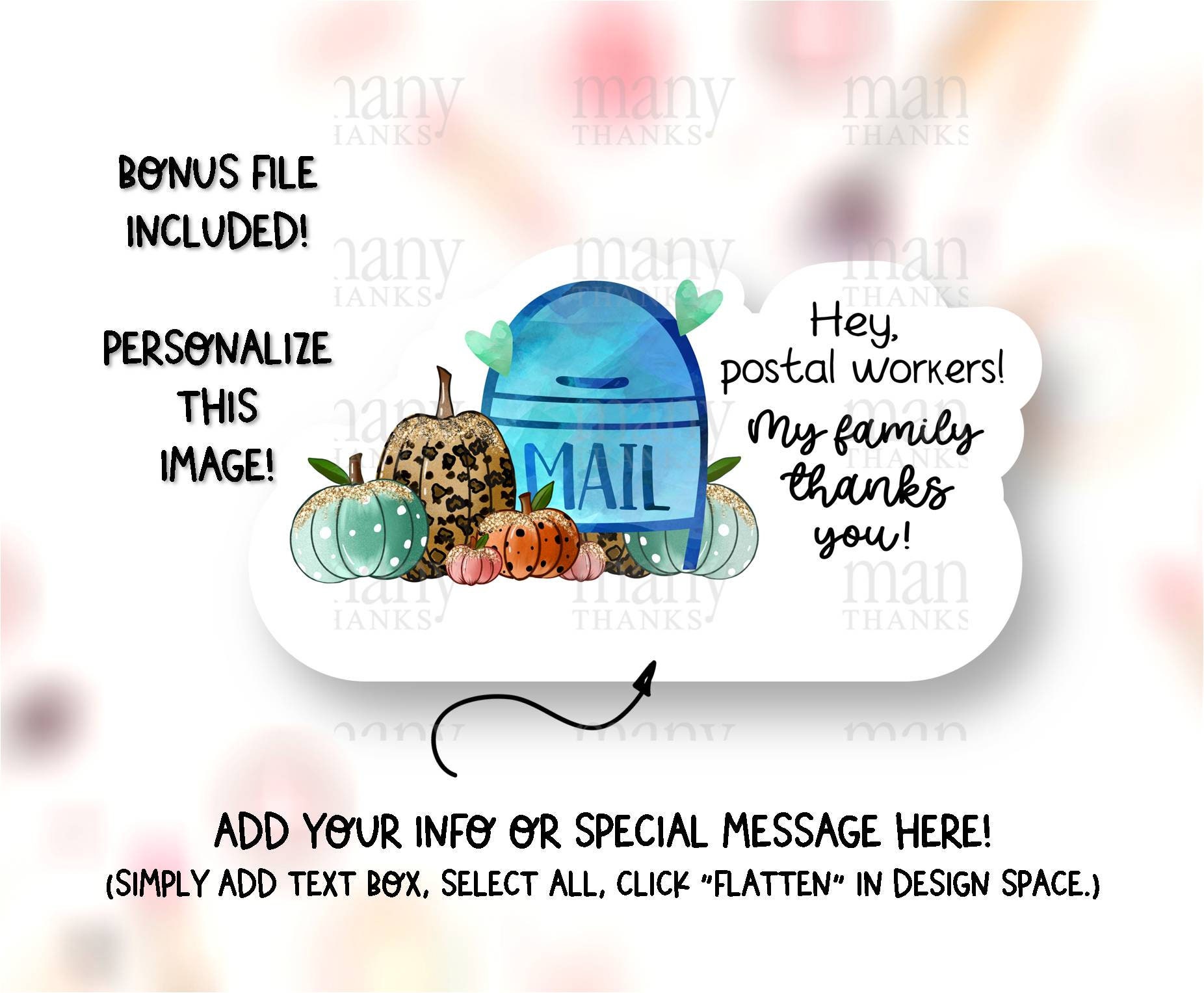 Postal Worker Thank You Sticker PNG USPS Truck Pumpkins | Etsy