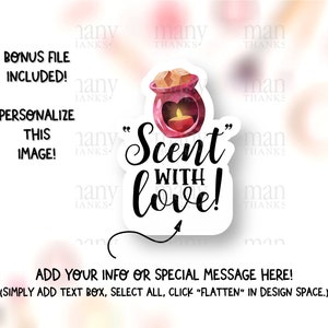 Sent With Love Sticker PNG, Scented Wax Melt Business Label, Candle ...