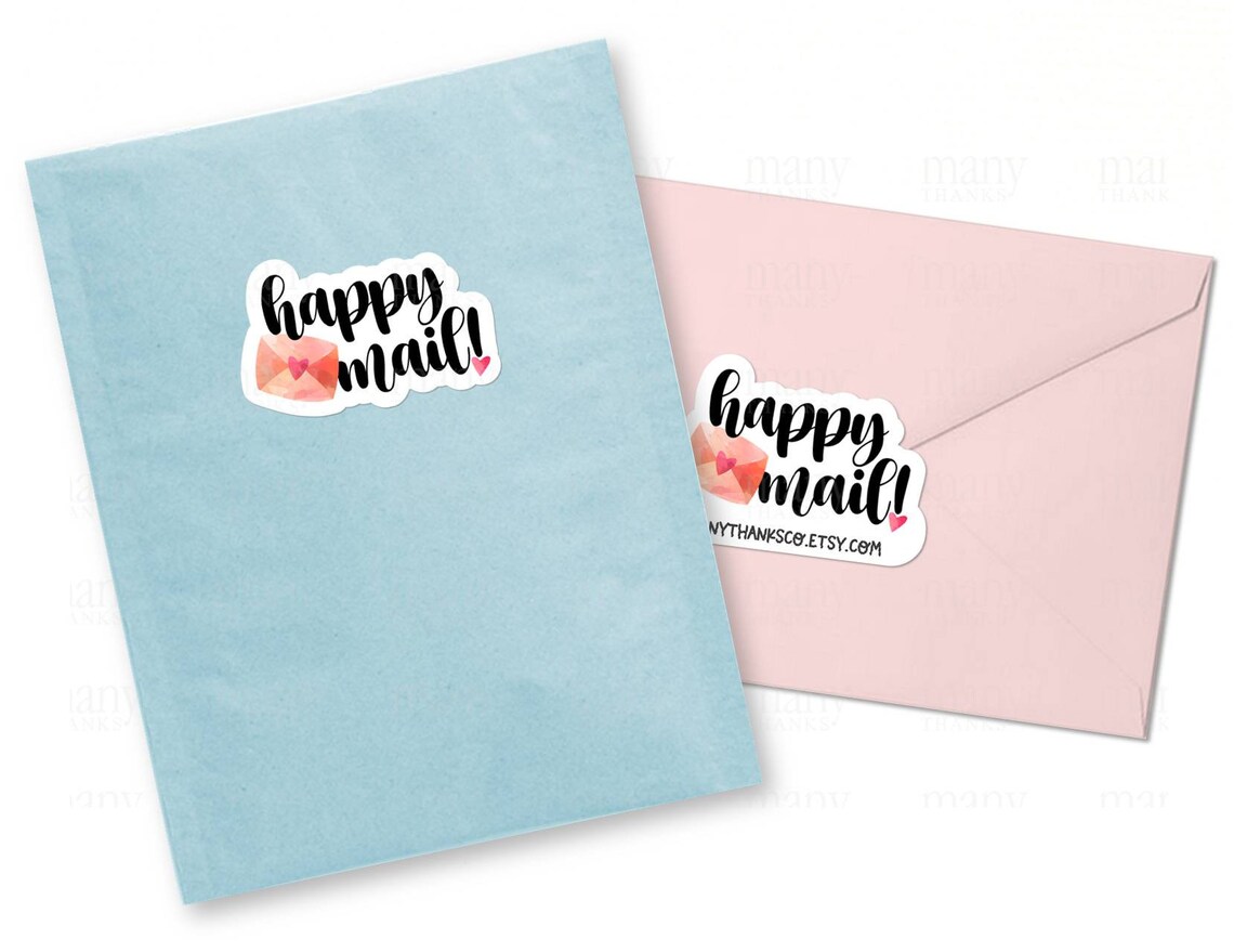 Happy Mail Sticker PNG Hearts Envelope Small Business Labels - Etsy