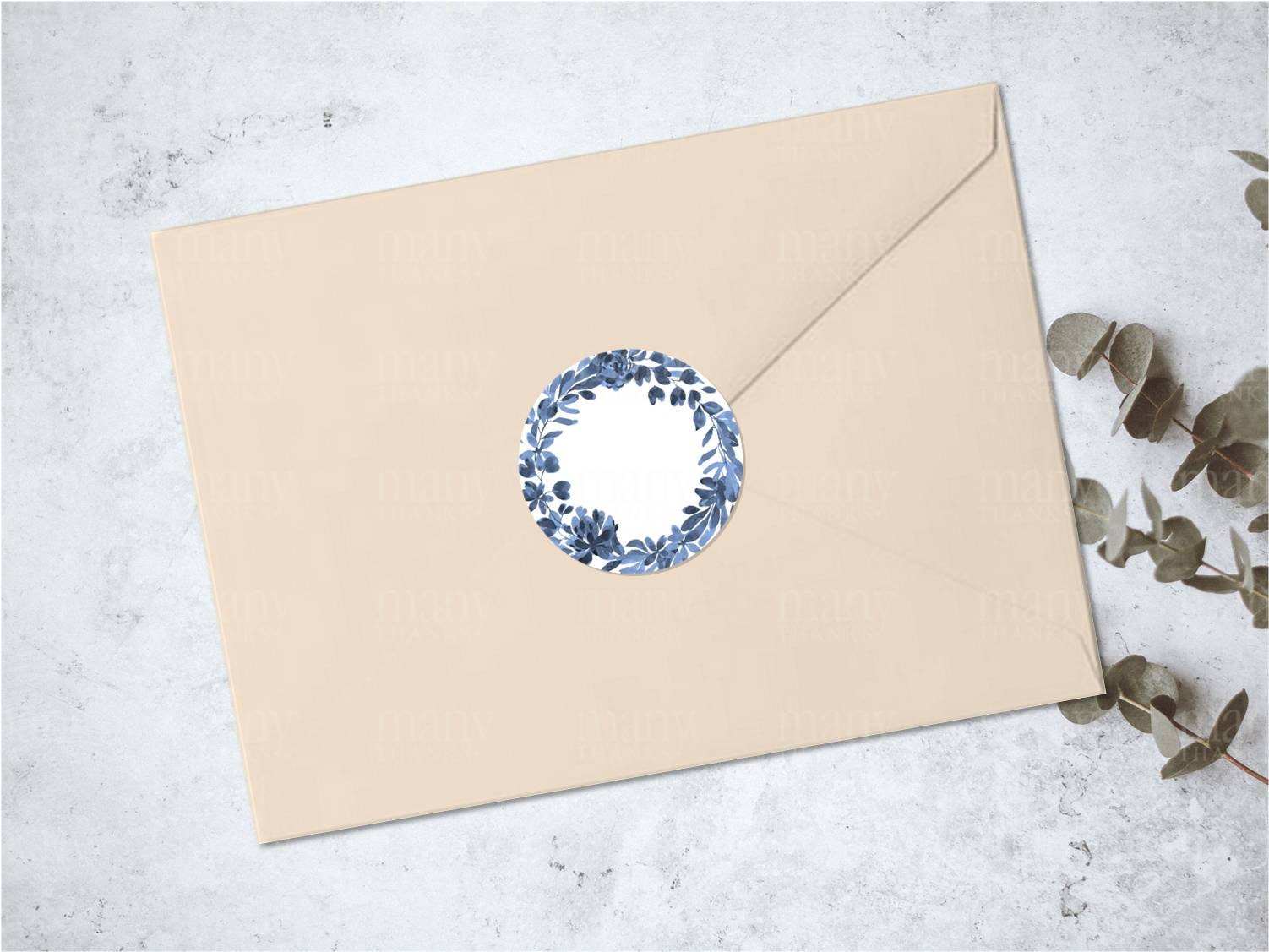 Blank Labels Navy Blue Floral Wreath Border PNG Circle - Etsy