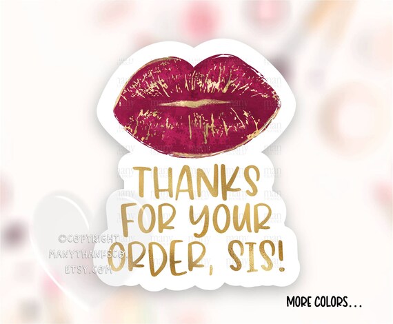 Thanks for Your Order Sis Sticker PNG Lipstick Small Business | Etsy