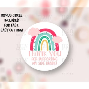 Thank You for Supporting My Side Hustle Sticker PNG, Boho Rainbow ...
