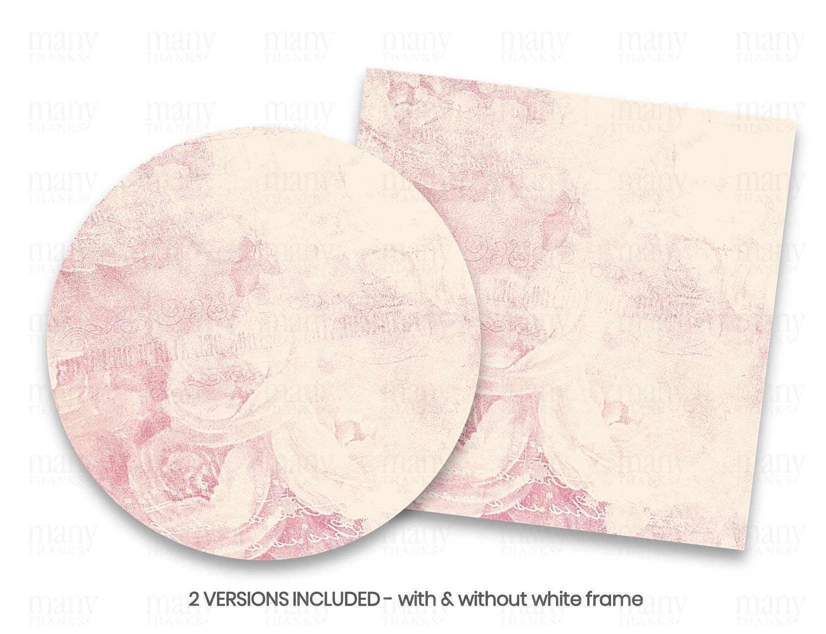 Blank Labels Vintage Pink Floral Paper Circle Square for - Etsy