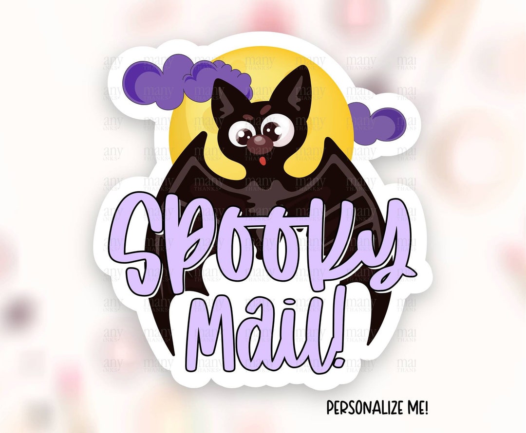 Spooky Mail Halloween Sticker Download PNG, Cute Bat Small Business ...