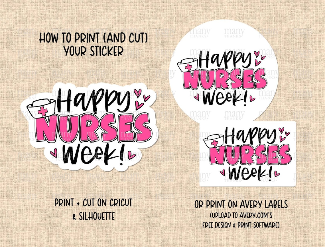 Happy Nurses Week Sticker Download PNG, Cute Hat Small Business Happy ...