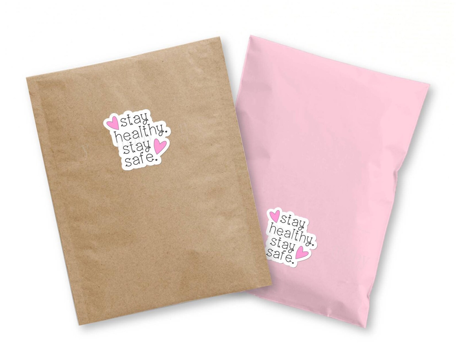 Stay Healthy Stay Safe Sticker PNG Pink Hearts Small Business | Etsy