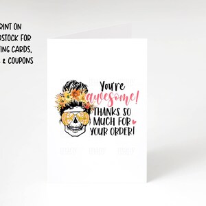 Skull Mom Thank You Sticker Download PNG, Fall Floral Small Business ...