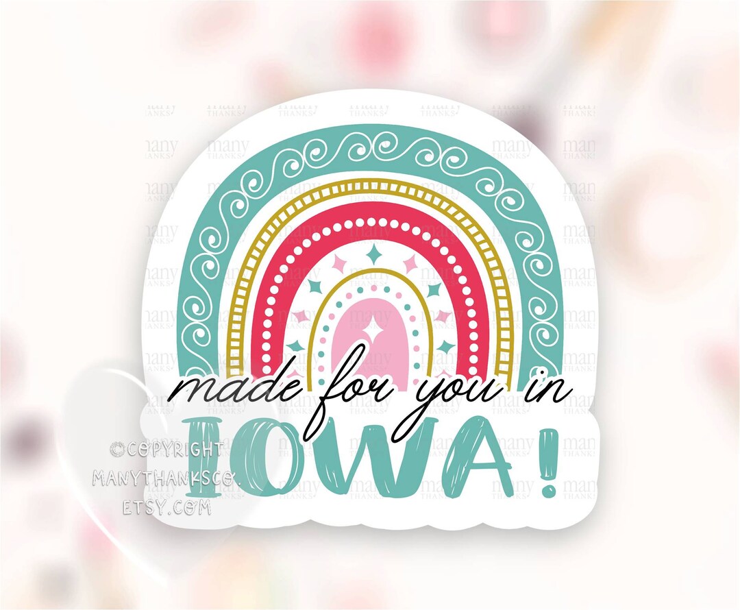 From Iowa Sticker PNG, Small Business Happy Mail Label, Boho Rainbow IA ...