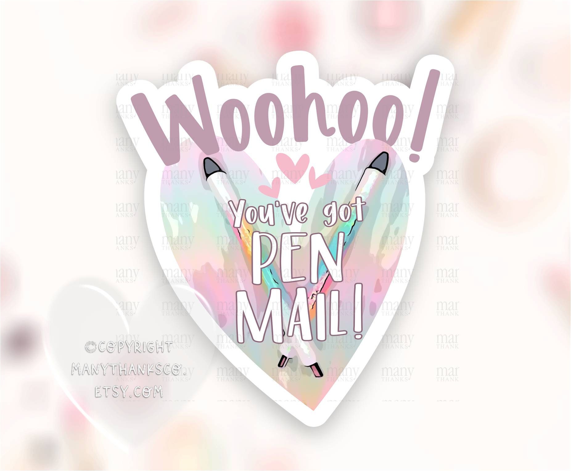 Pen Mail Sticker PNG Cute Custom Small Business Happy Mail - Etsy