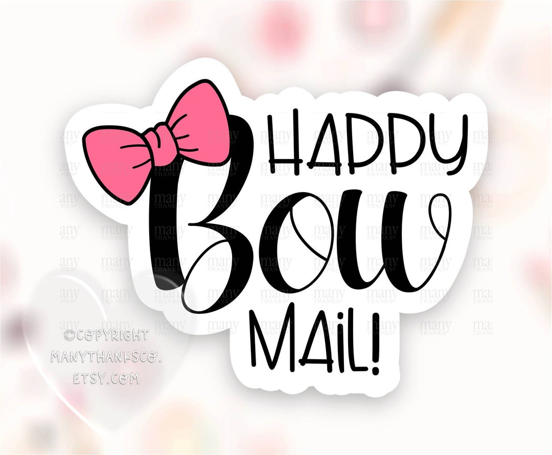 Happy Bow Mail Sticker PNG, Small Business Thank You Labels, Cute Pink ...