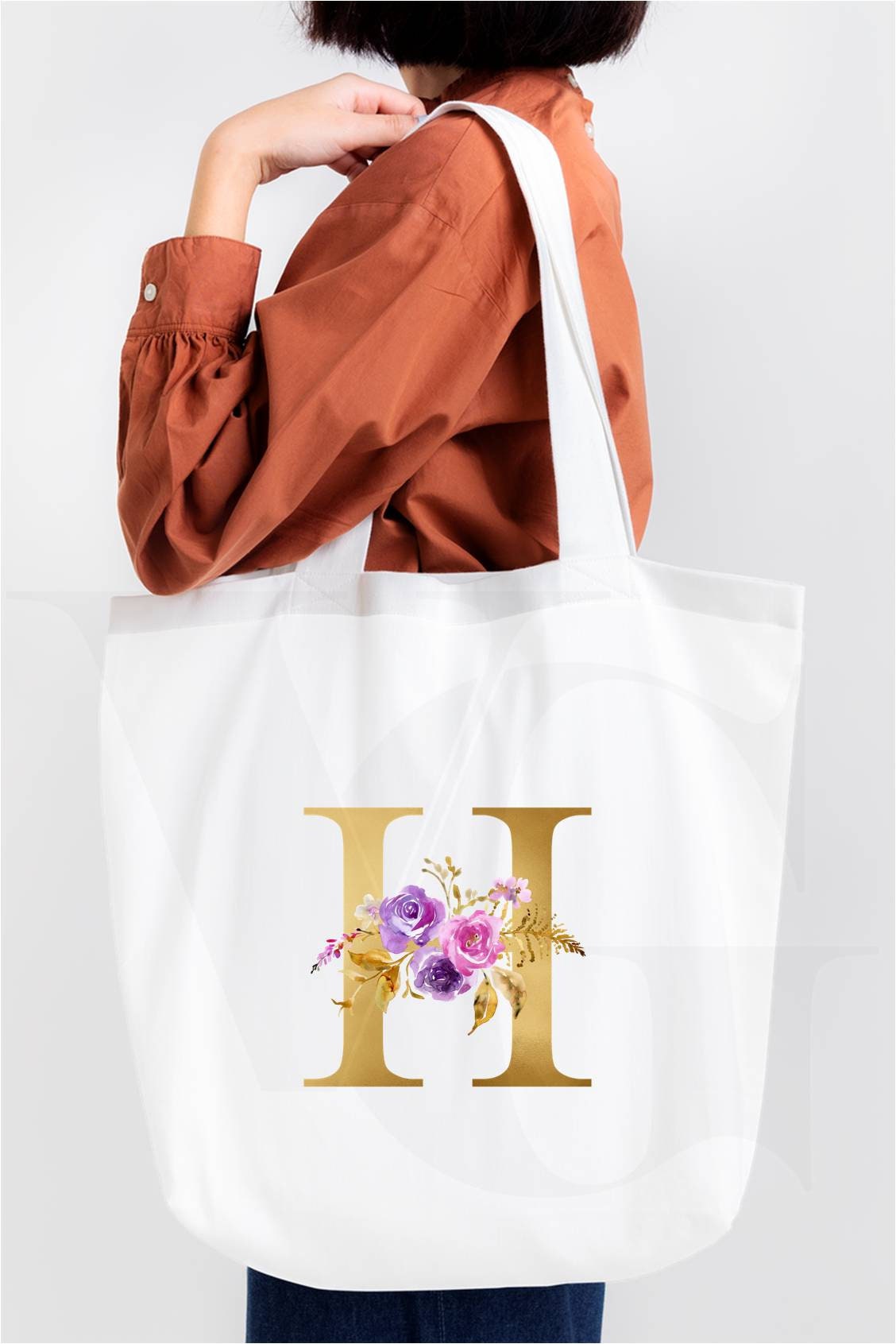 Gold Floral Alphabet Numbers Set, Purple Watercolor Flowers, Monogram ...