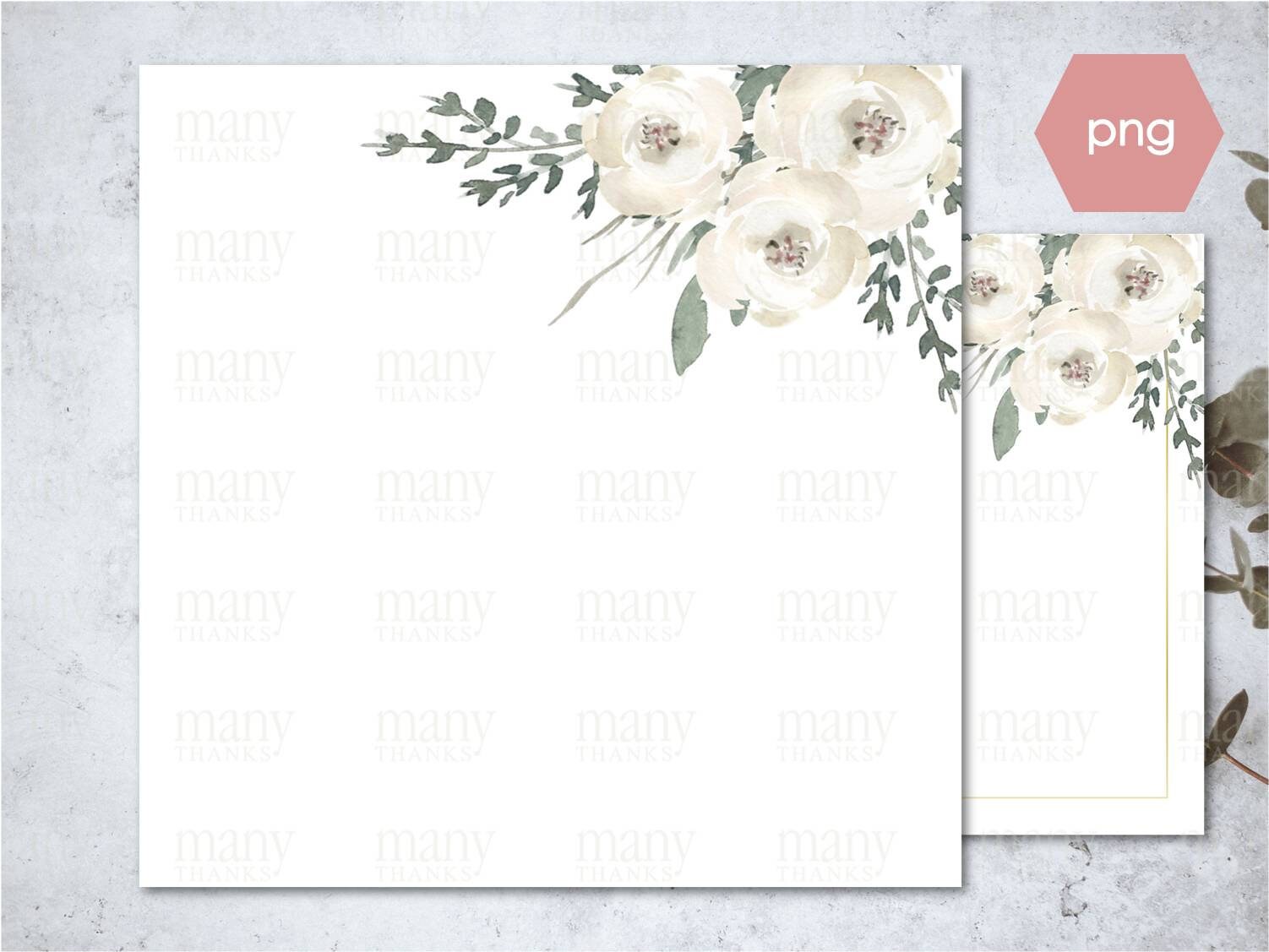 Blank Labels White Flowers Leaves Floral Border Circle | Etsy