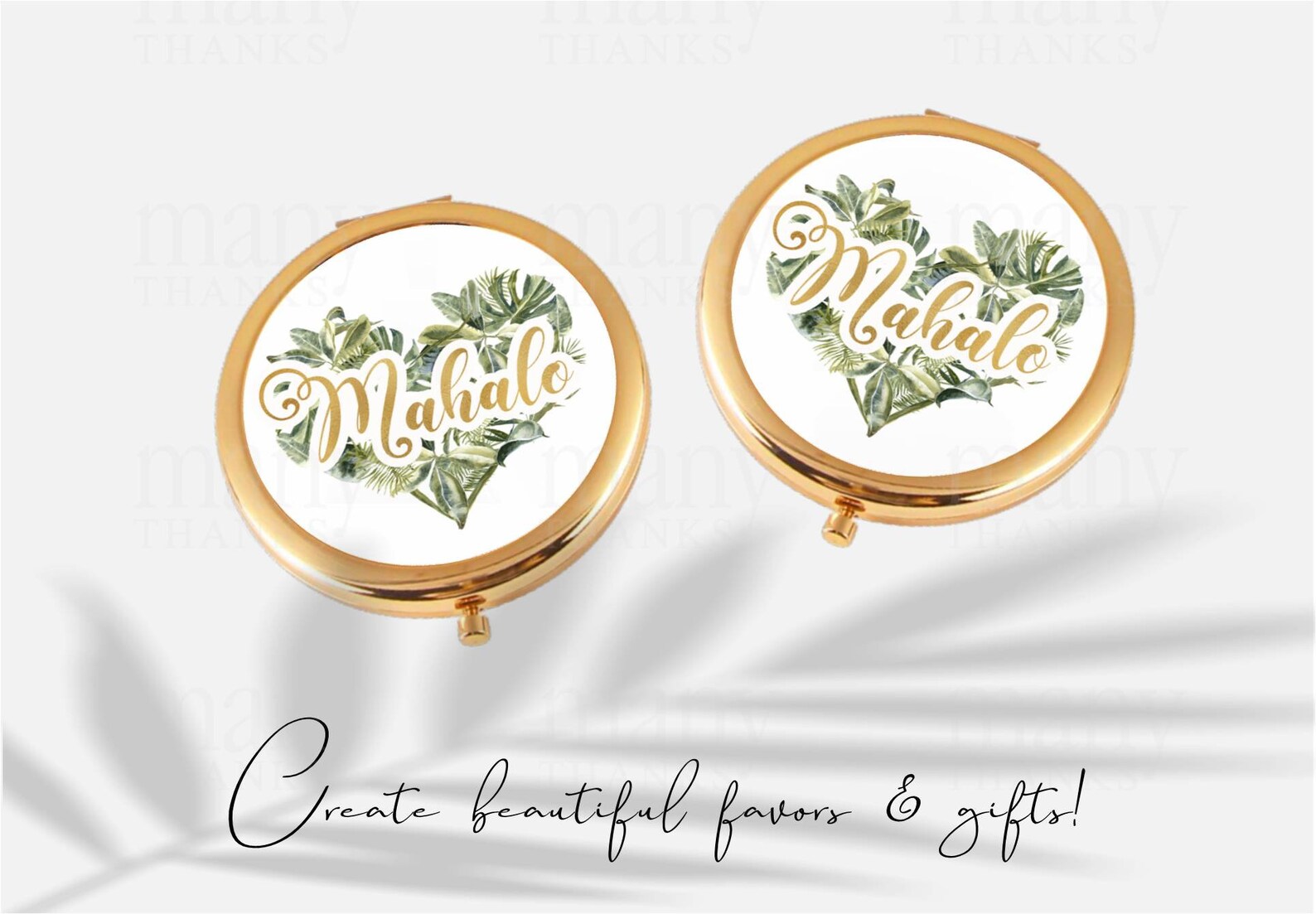 Mahalo PNG Circle Green Leaves Heart Gold Text for Round | Etsy
