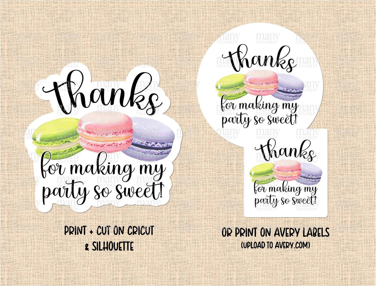 Thanks for Making My Party so Sweet Sticker PNG Macarons - Etsy UK