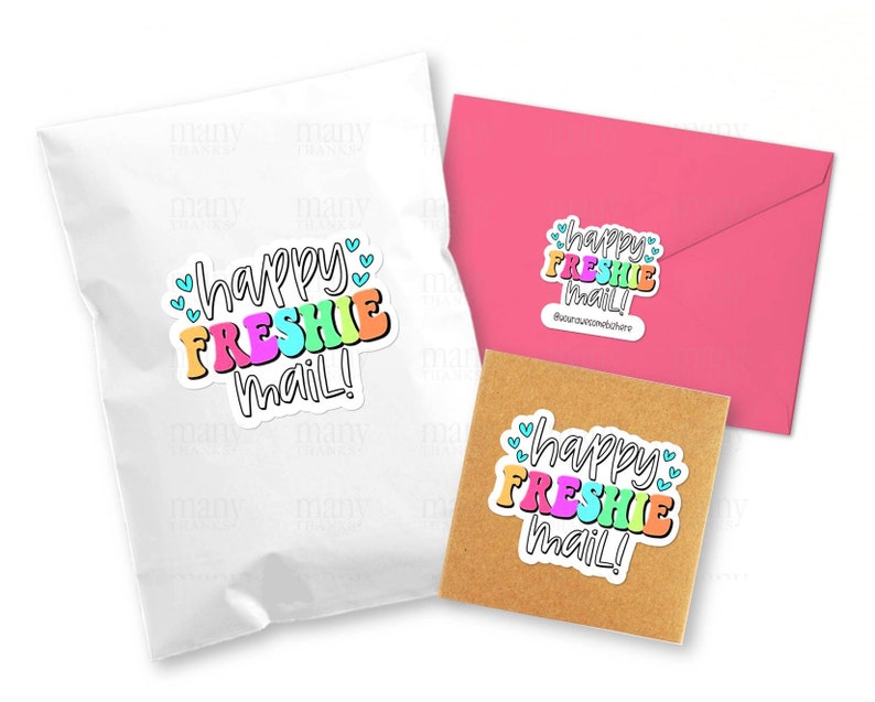 Happy Freshie Mail Sticker PNG, Bright Small Business Happy Mail Labels ...