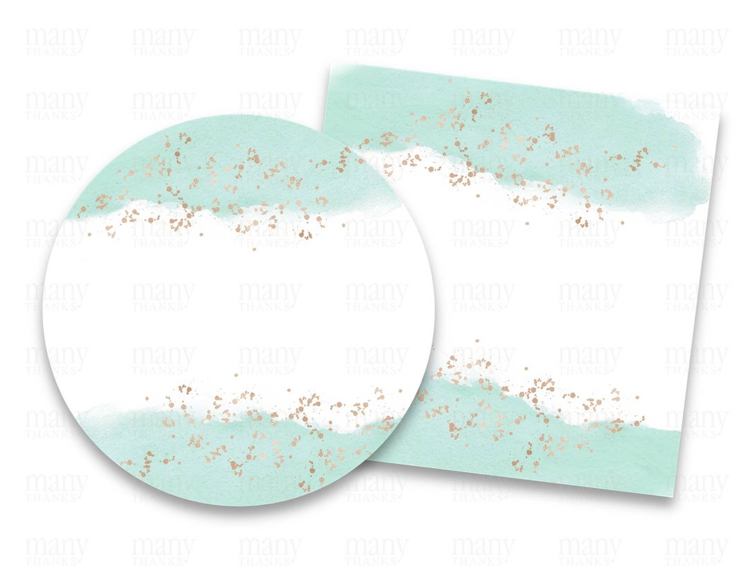 Blank Labels Circle + Square, Aqua Teal Paint Gold Splatter for DIY ...