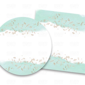 Blank Labels Circle + Square, Aqua Teal Paint Gold Splatter for DIY ...