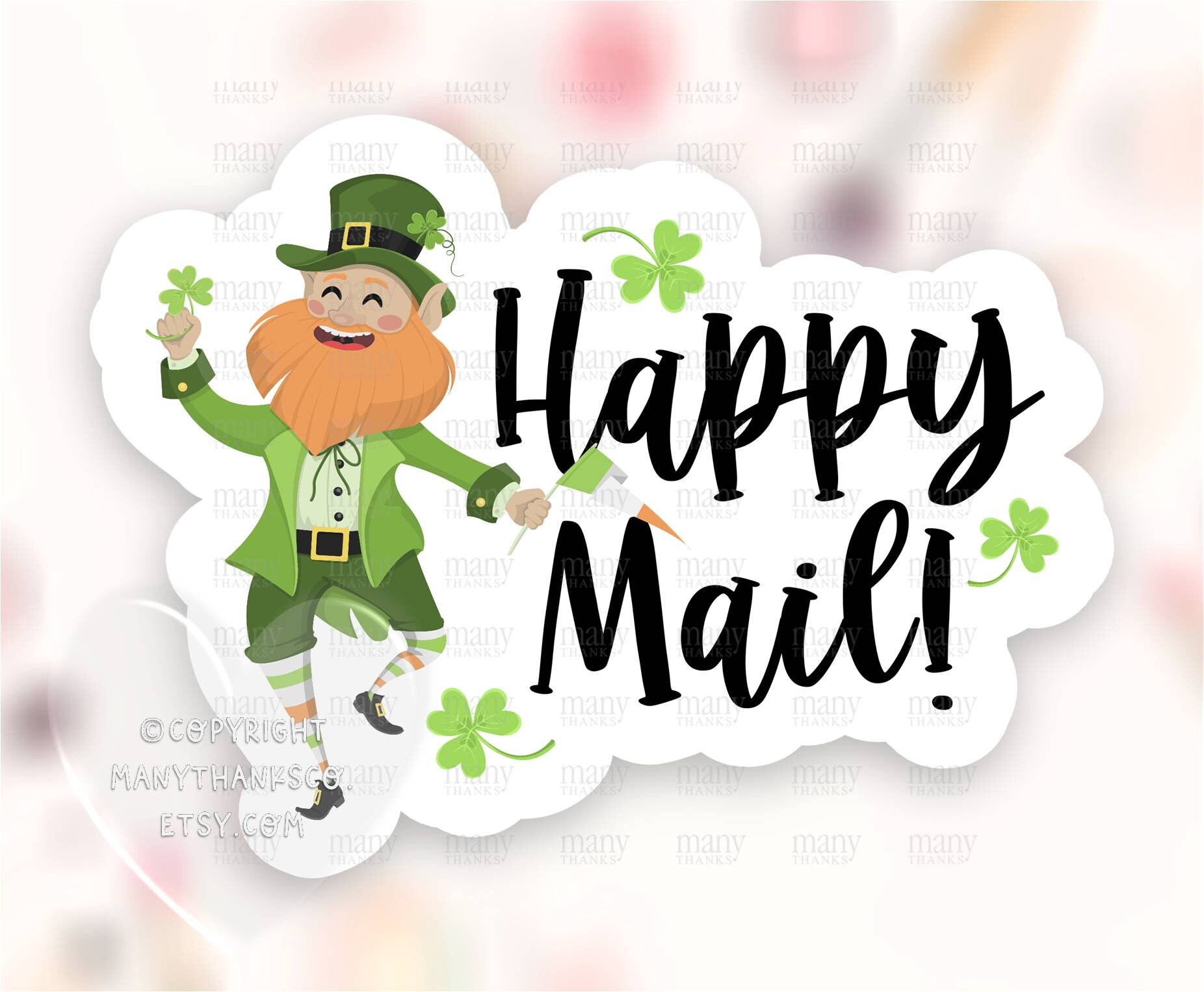 Patricks Day Package Seals Clover Wreath Small Business Happy Mail ...