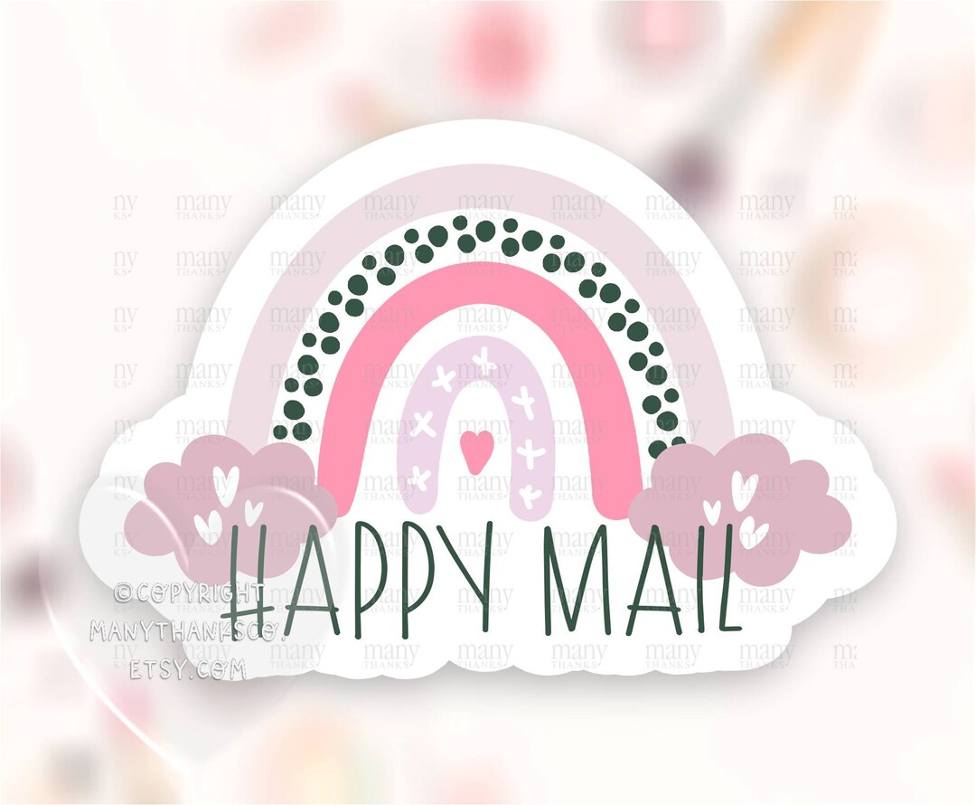 Happy Mail Sticker PNG, Cute Small Business Thank You Labels, Boho ...