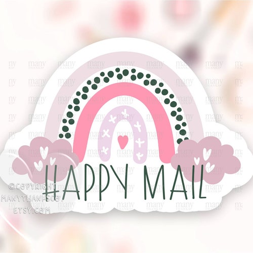 Happy Mail Sticker PNG Valentine's Rainbow Hearts Small - Etsy