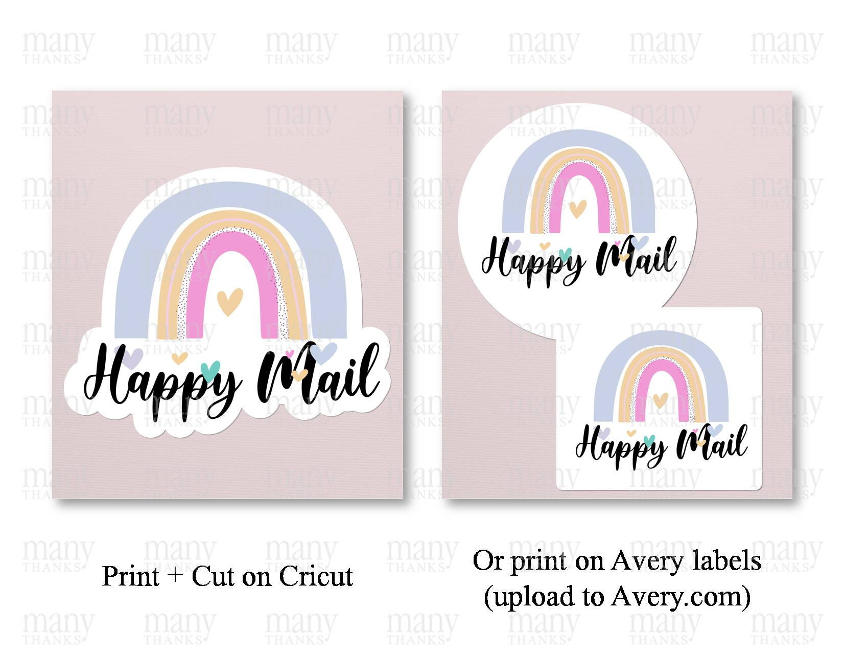 Rainbow Hearts Happy Mail Sticker, Pink Purple Drawing, 2" Small ...