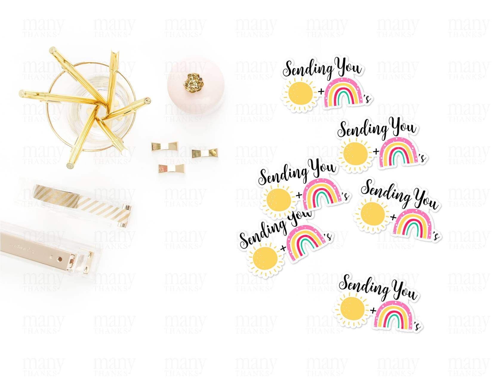 Sending You Sunshine + Rainbows Sticker PNG for Small Business Labels ...