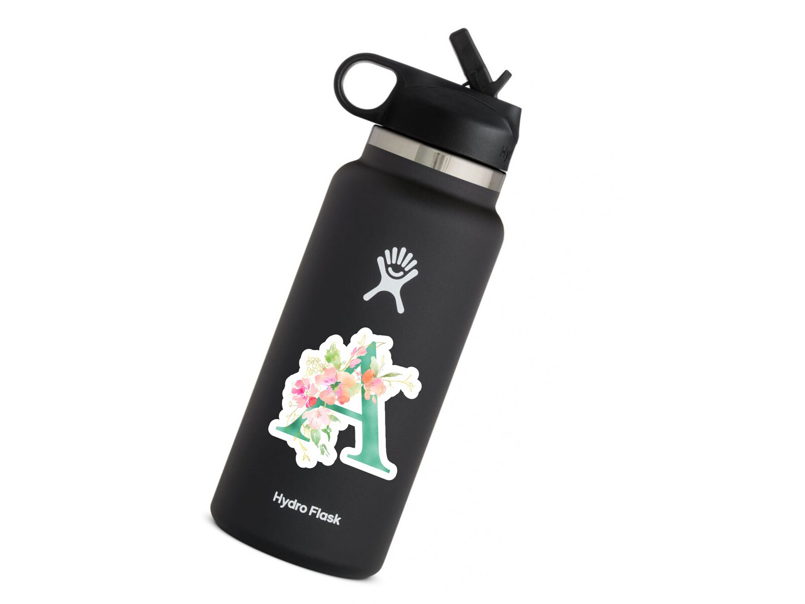 Teal Florals Alphabet Numbers Set, Pink Gold Watercolor Flowers ...