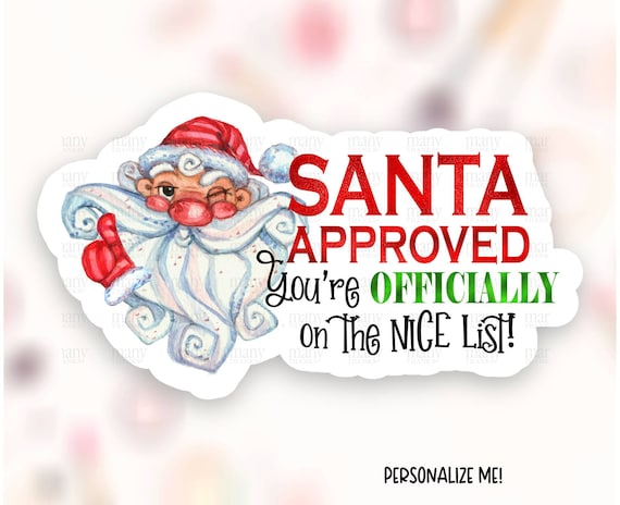 Christmas Nice List Sticker Download PNG Funny Santa Small | Etsy