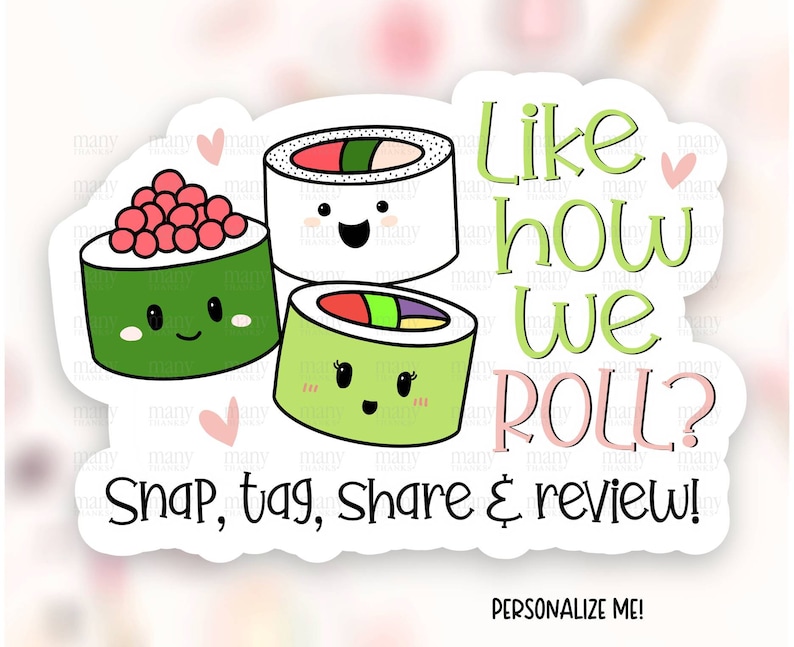 Snap Tag Share Review Funny Pun Sticker Download PNG Sushi - Etsy