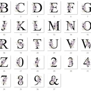 Floral Alphabet + Numbers Clipart, Lilac Purple Flower Monogram Letters ...