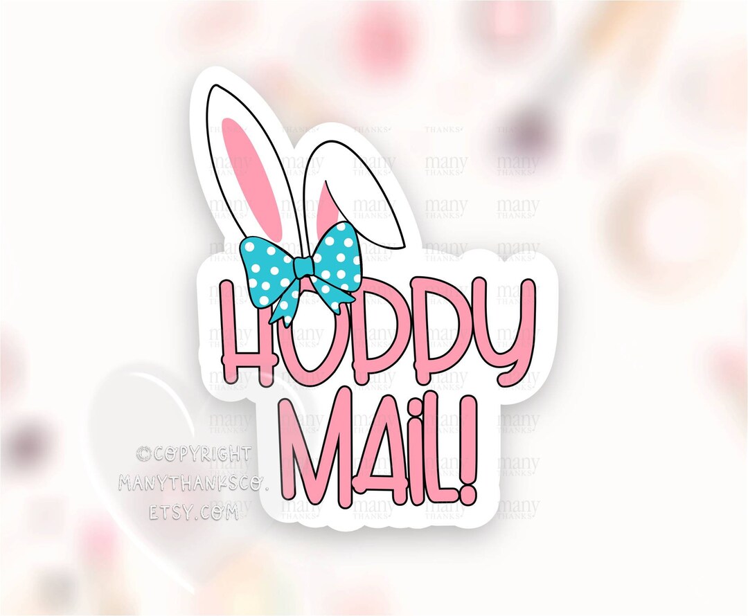 Hoppy Mail Sticker PNG, Small Business Funny Pun Thank You Labels, Bow ...