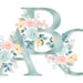 Blue Floral Alphabet Set PNG Download, Monogram Letters With Pastel ...