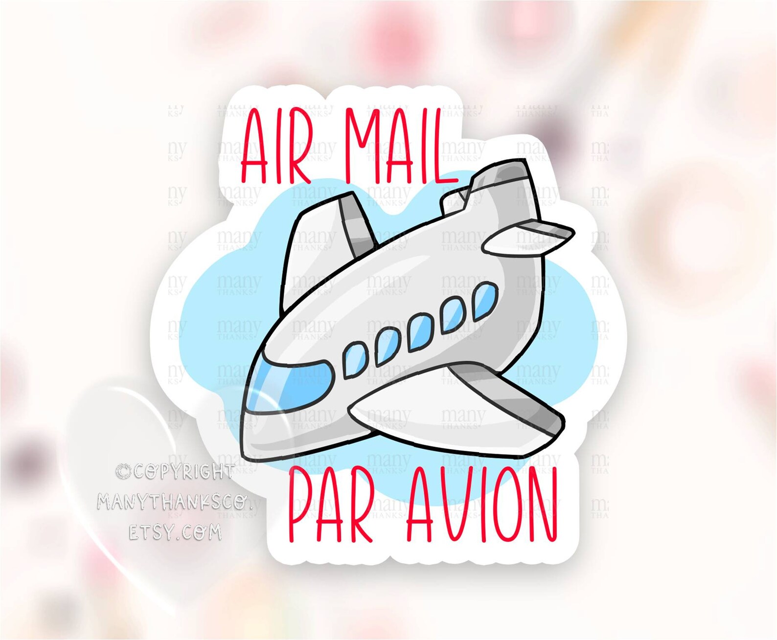 Air Mail Sticker PNG Par Avion Package Seals Small Business | Etsy