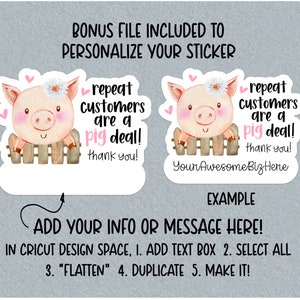 Repeat Customers Sticker Download PNG, Funny Pig Pun Small Business ...