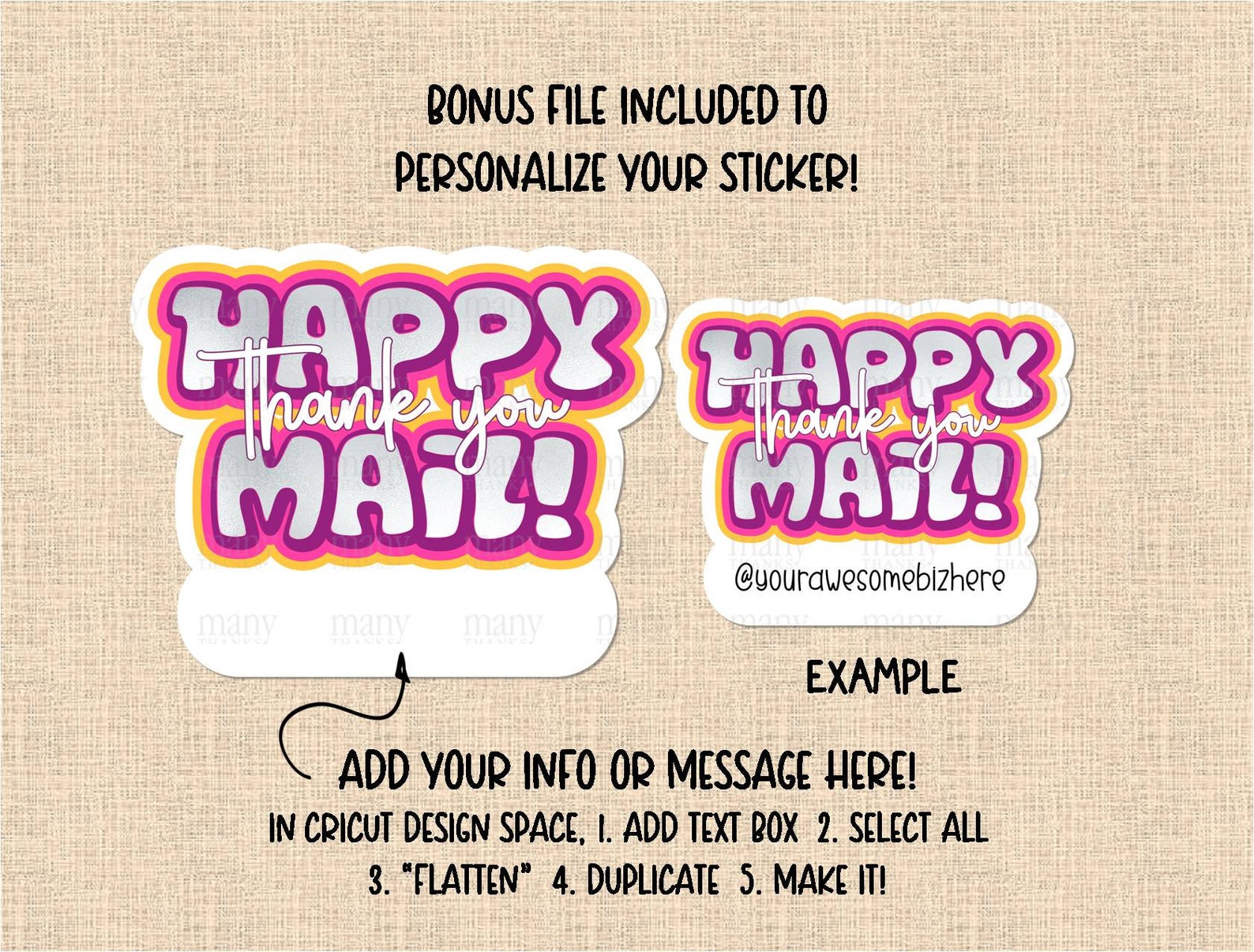 Happy Mail Sticker PNG Retro Script Small Business Thank You - Etsy