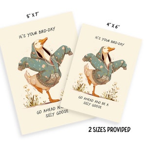 Silly Goose Printable Greeting Card, Funny Happy Birthday Bird Pun ...