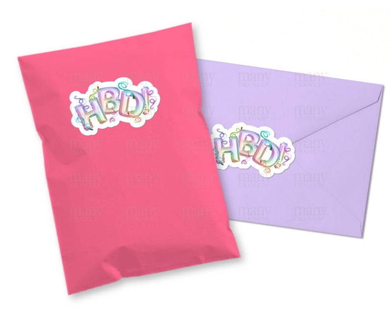 Happy Birthday Sticker PNG Foil Balloons HBD Small Business | Etsy