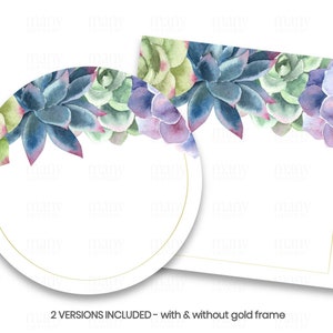 Blank Labels, Succulents Border Frame for DIY Round Thank You Stickers ...