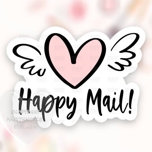 Happy Mail Sticker PNG Envelope Hearts Small Business Labels - Etsy